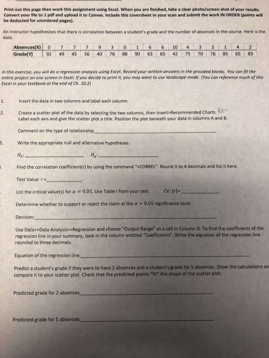 Solved Print out this page then work this assignment using | Chegg.com