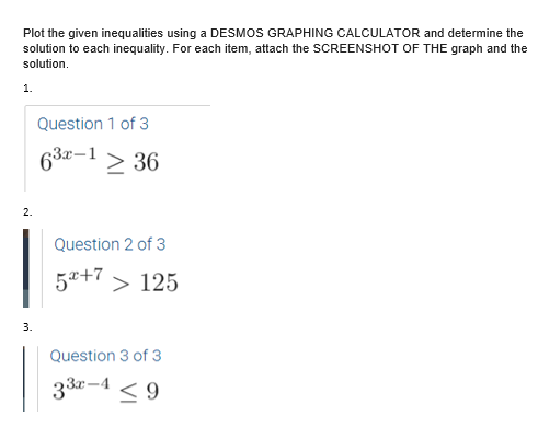 Solved Plot the given inequalities using a DESMOS GRAPHING | Chegg.com