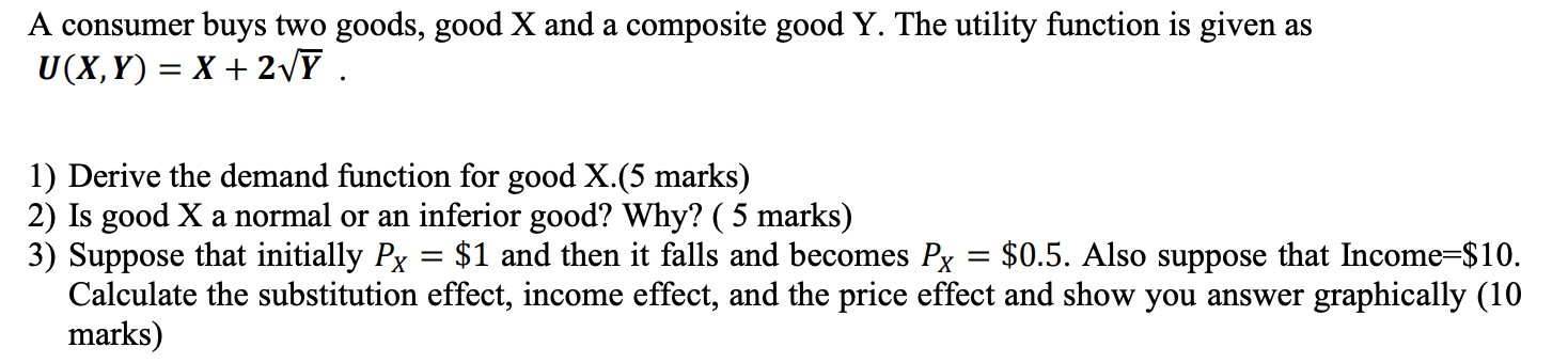 Solved A consumer buys two goods, good X and a composite | Chegg.com