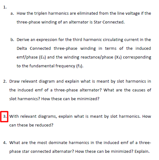 Solved 1. a. How the triplen harmonics are eliminated from | Chegg.com