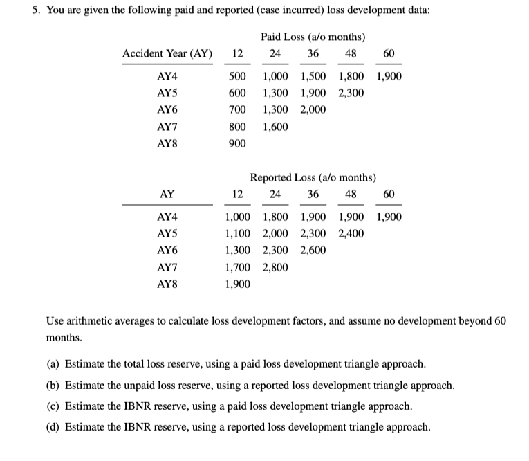 Solved 5. You are given the following paid and reported | Chegg.com