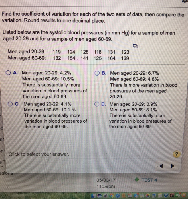 Solved Find The Coefficient Of Variation For Each Of The Two