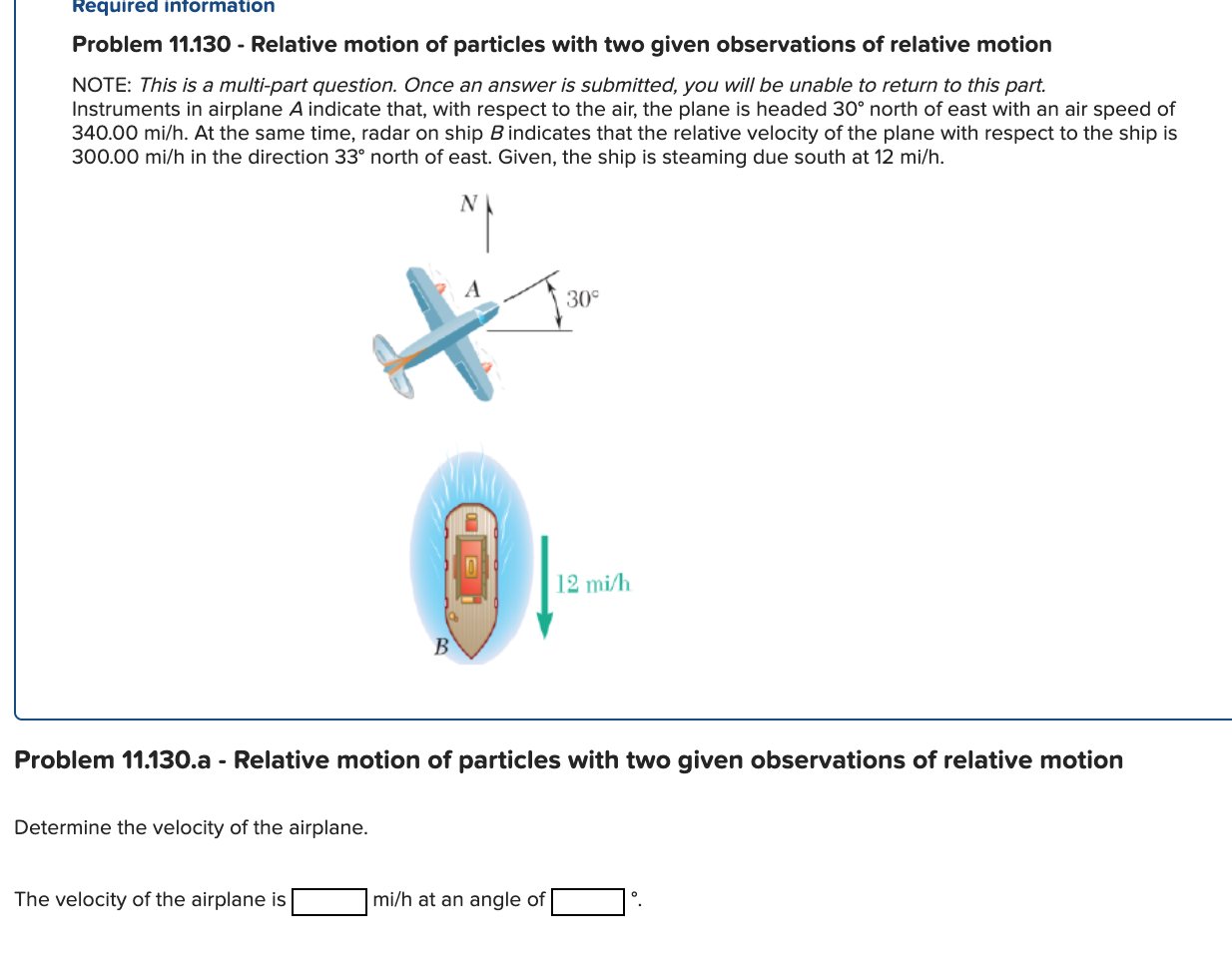 Solved Required information Problem 11.130 - Relative motion | Chegg.com
