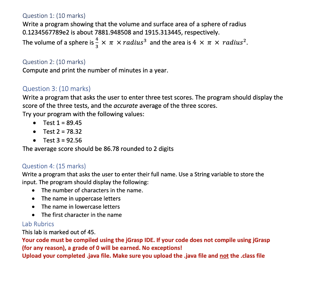 Solved Question 1: (10 ﻿marks)Write a program showing that | Chegg.com