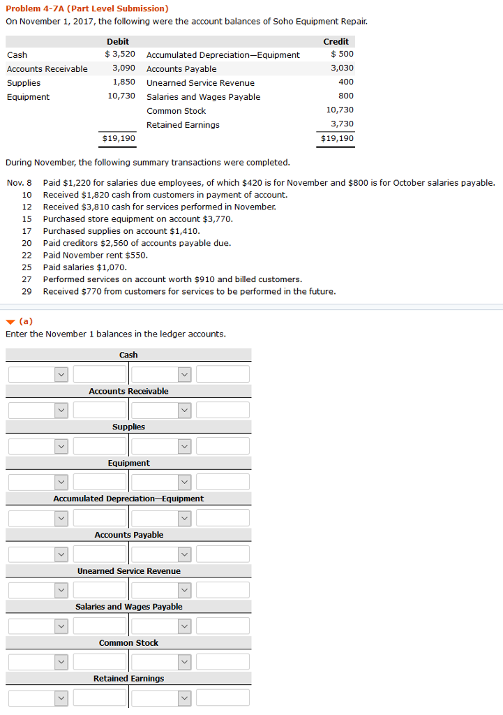 Solved Problem 4-7A (Part Level Submission) On November 1, | Chegg.com