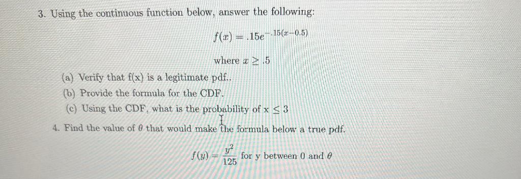 Solved 3. Using the continuous function below, answer the | Chegg.com