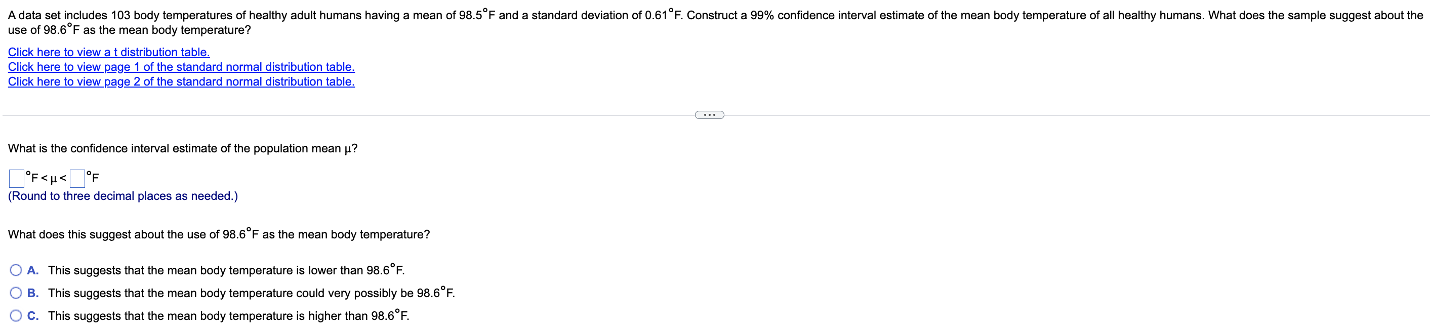 Solved use of 98.6∘F as the mean body temperature? Click | Chegg.com