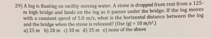 Solved 29) A log is floating on swiftly moving water. A | Chegg.com