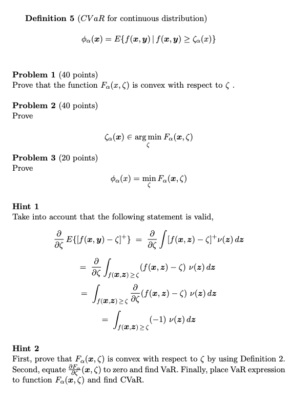 Loss is defined as a function f(x, y) of a decision | Chegg.com
