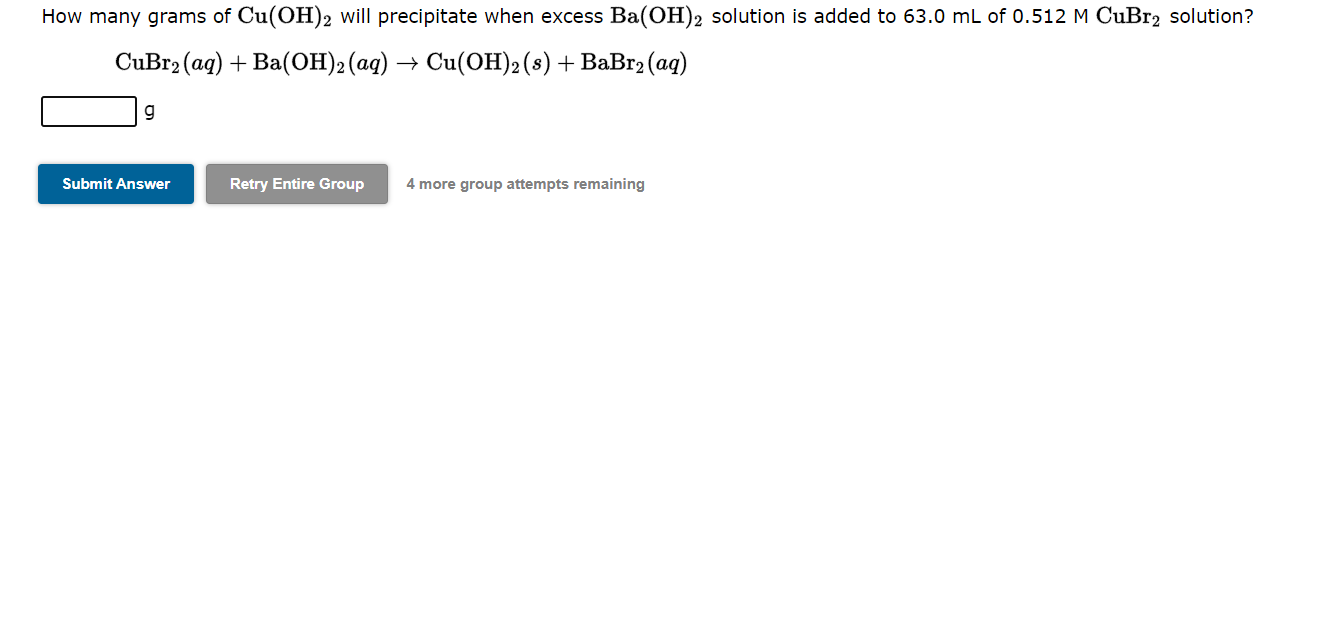 Solved CuBr2(aq)+Ba(OH)2(aq)→Cu(OH)2(s)+BaBr2(aq) g 4 more | Chegg.com