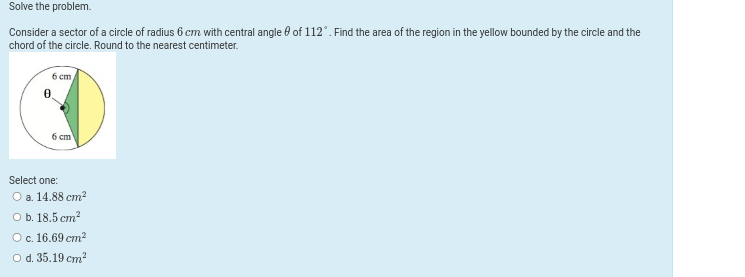 Solved Consider a sector of a circle of radius 6 cm with | Chegg.com