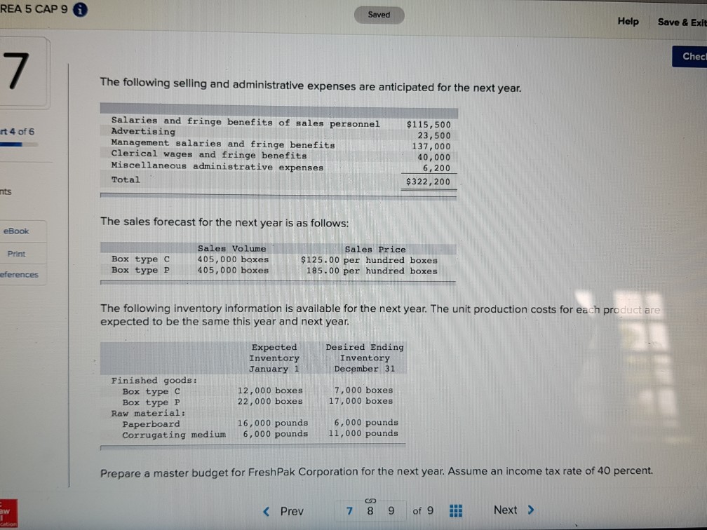 Solved TAREA 5 CAP 9 Saved Help Save & Exit Check 7 Problem | Chegg.com