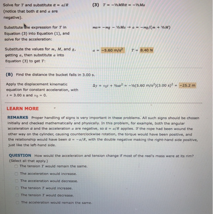 Solved EXAMPLE 8.11The Falling Bucket GOAL Combine Newton's | Chegg.com