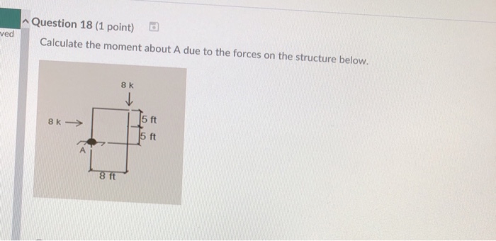 Solved Question 18 (1 point) ved Calculate the moment about | Chegg.com