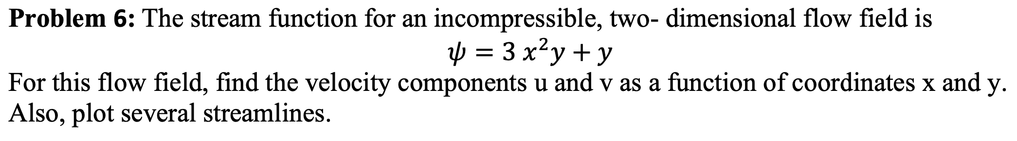 Solved Problem 6: The stream function for an incompressible, | Chegg.com
