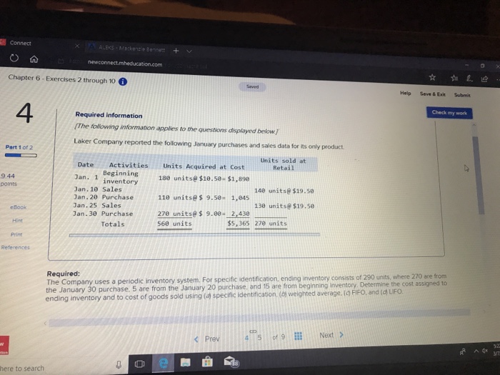 Solved Connect Chapter 6 Exercises 2 Through 10 6 Saved