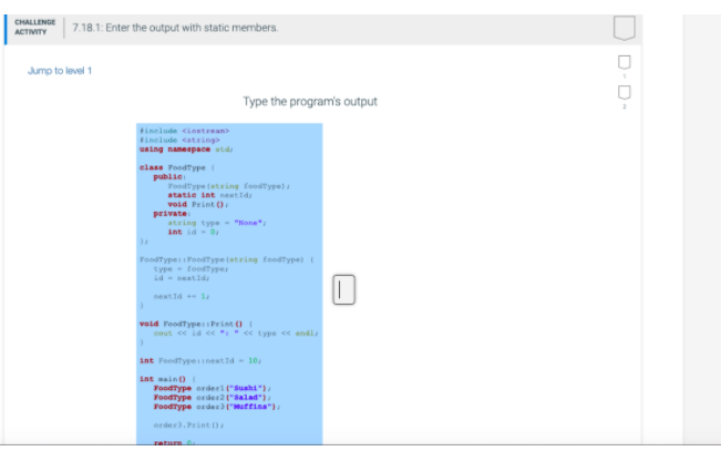 CHALLENGE ACTIVITY 7.12.2: Writing constructors Start | Chegg.com