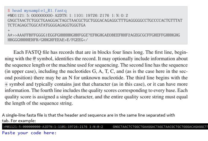 Solved Question 1. Write a Python program to convert a fastq | Chegg.com