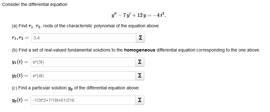 Solved Consider the differential equation y" – 7y + 12 y = | Chegg.com