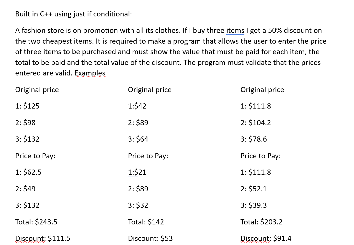 Solved Built in C++ using just if conditional: A fashion | Chegg.com