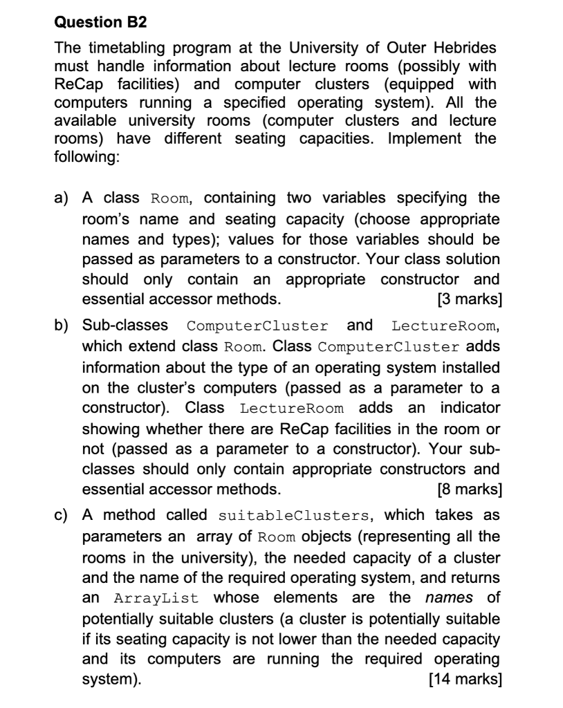 Solved Question B2 The timetabling program at the University | Chegg.com