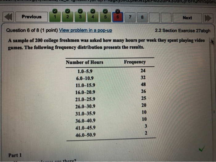 Solved nSpbnl Previous $2 5 8 Next Question 6 of 8 (1 point) | Chegg.com