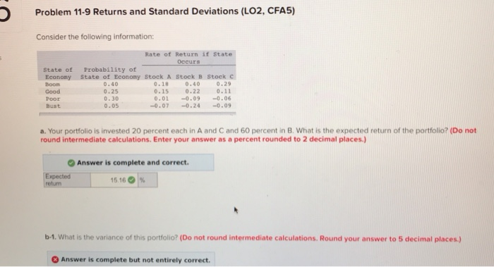 Solved O Problem 11-9 Returns and Standard Deviations (LO2, | Chegg.com