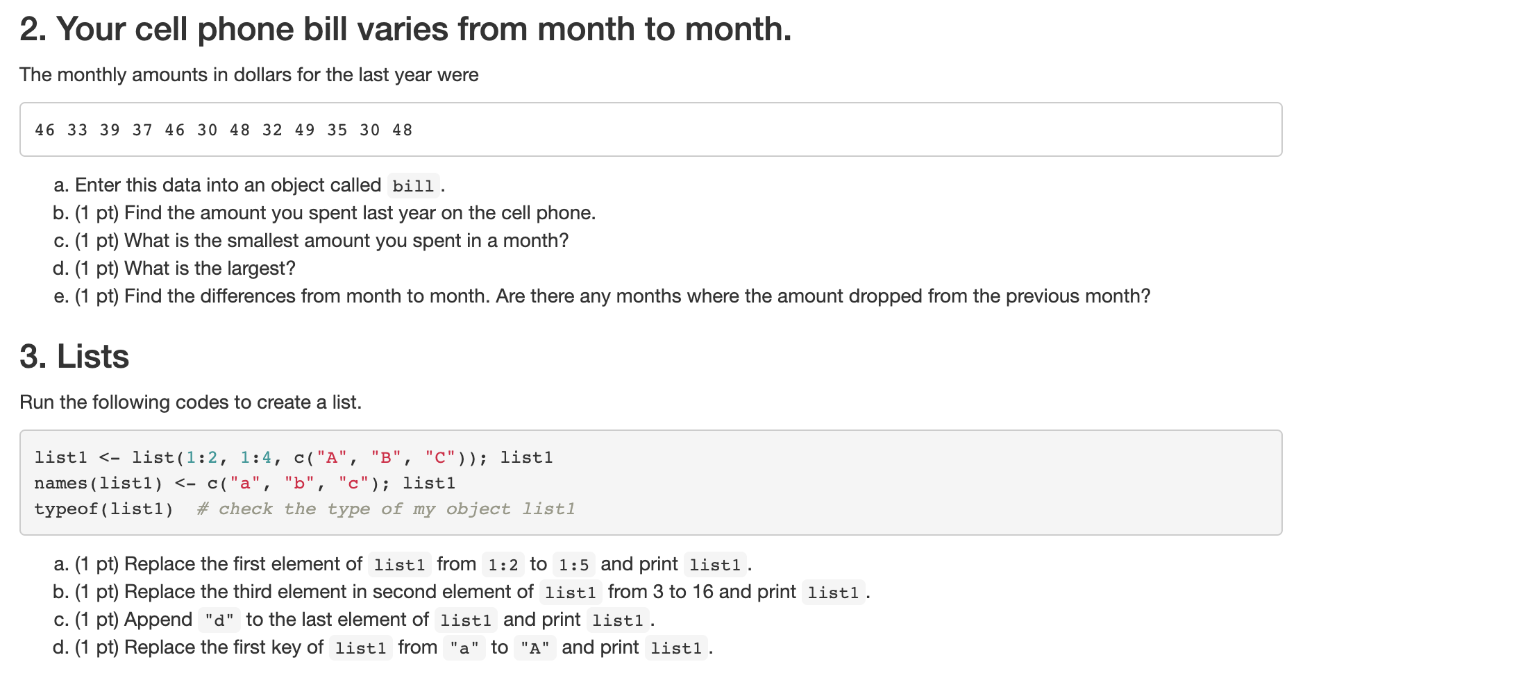 Solved 2. Your cell phone bill varies from month to month. | Chegg.com