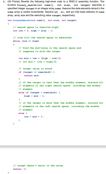 Solved 3. (30 Points) Rewrite the following high-level code | Chegg.com