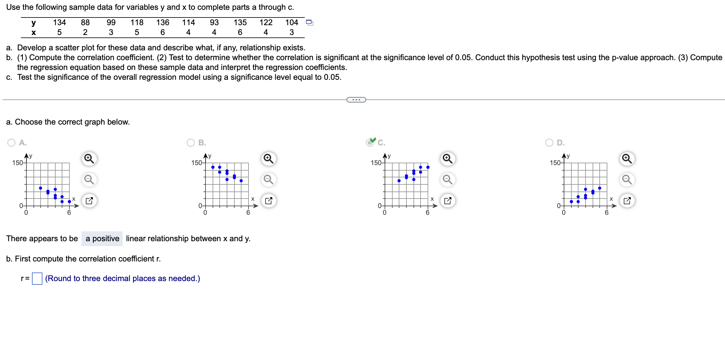 Solved Use the following sample data for variables y and x | Chegg.com