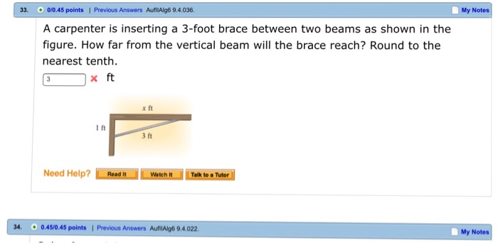 Solved 33. ov0.45 points | Previous Answers AuflAlg6 | Chegg.com