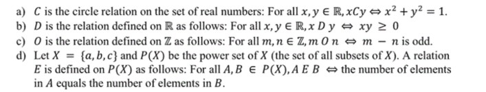 Solved a) C is the circle relation on the set of real | Chegg.com