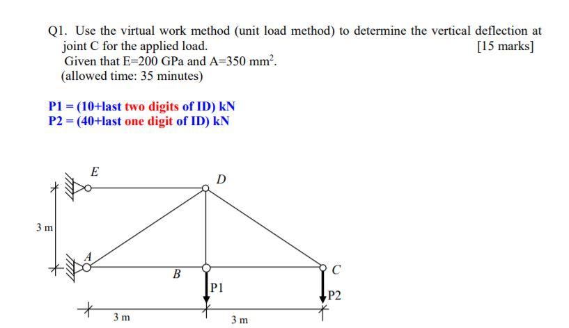 Solved Ql. Use the virtual work method (unit load method) to | Chegg.com
