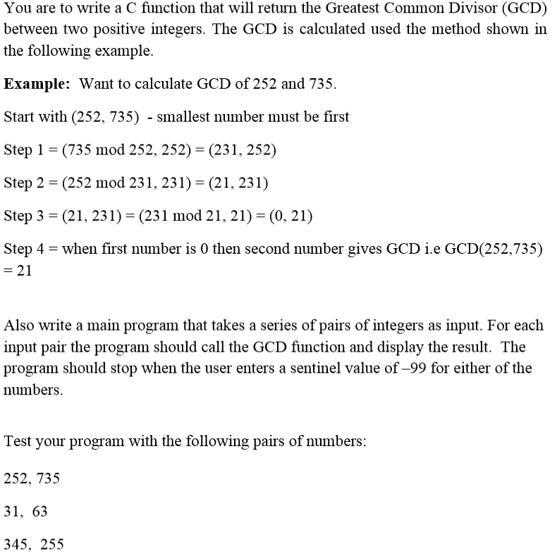 Solved You are to write a C function that will return the | Chegg.com