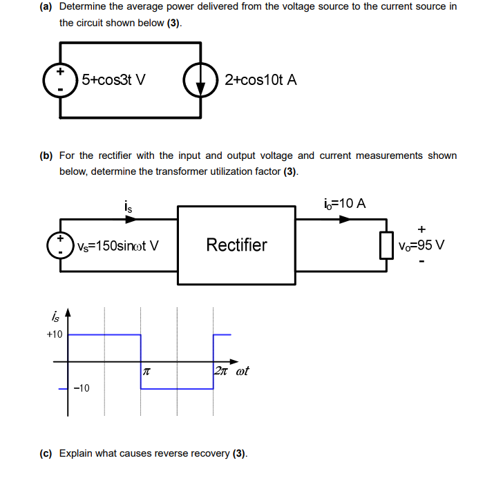 Solved (a) Determine the average power delivered from the | Chegg.com