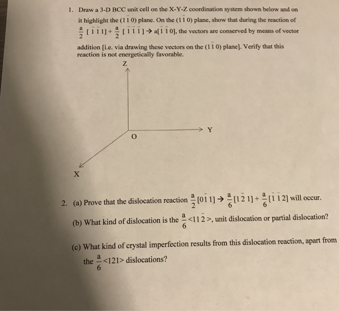 Solved Draw a 3-D BCC unit cell on the X-Y-Z coordination | Chegg.com