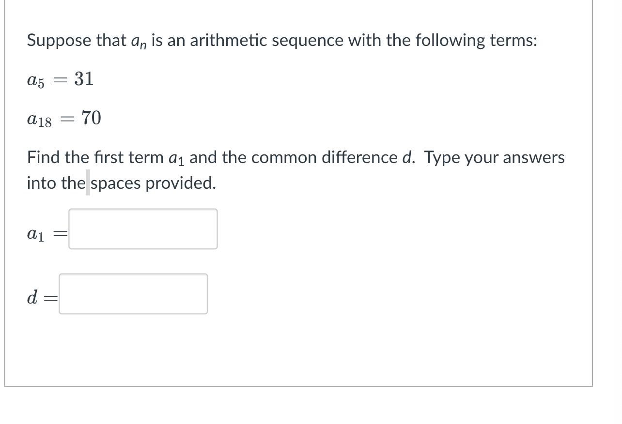 Solved Suppose that an is an arithmetic sequence with the | Chegg.com