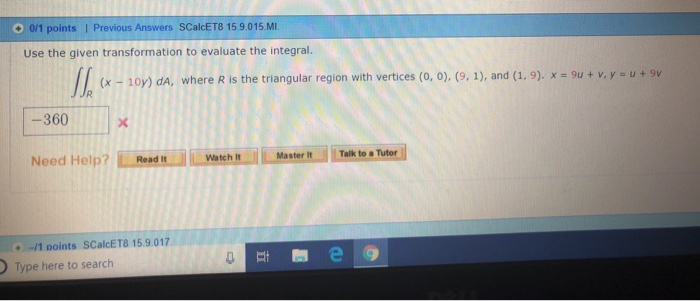 Solved o 0/1 points I Previous Answers SCalcET8 15.9.015 MI | Chegg.com
