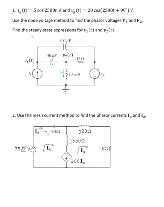 Solved use the node voltage method to find the phasor | Chegg.com