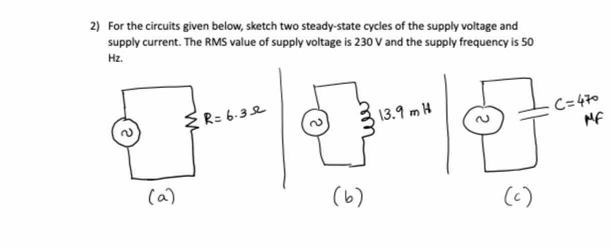 Solved For the circuits given below, sketch two steady-state | Chegg.com
