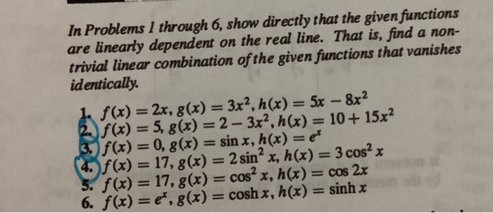 Solved In Problems 1 through 6, show directly that the given | Chegg.com