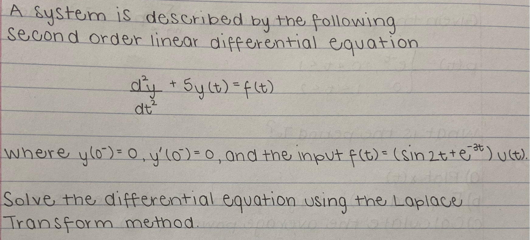 Solved A system is described by the following second order | Chegg.com