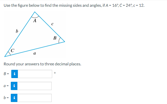 Solved Use the figure below to find the missing sides and | Chegg.com