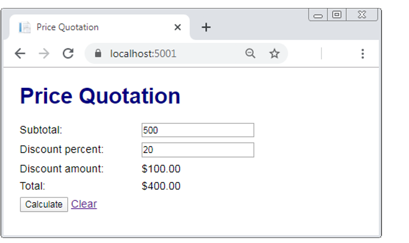 Solved Build the Price Quotation app in C# Visual Studio For | Chegg.com