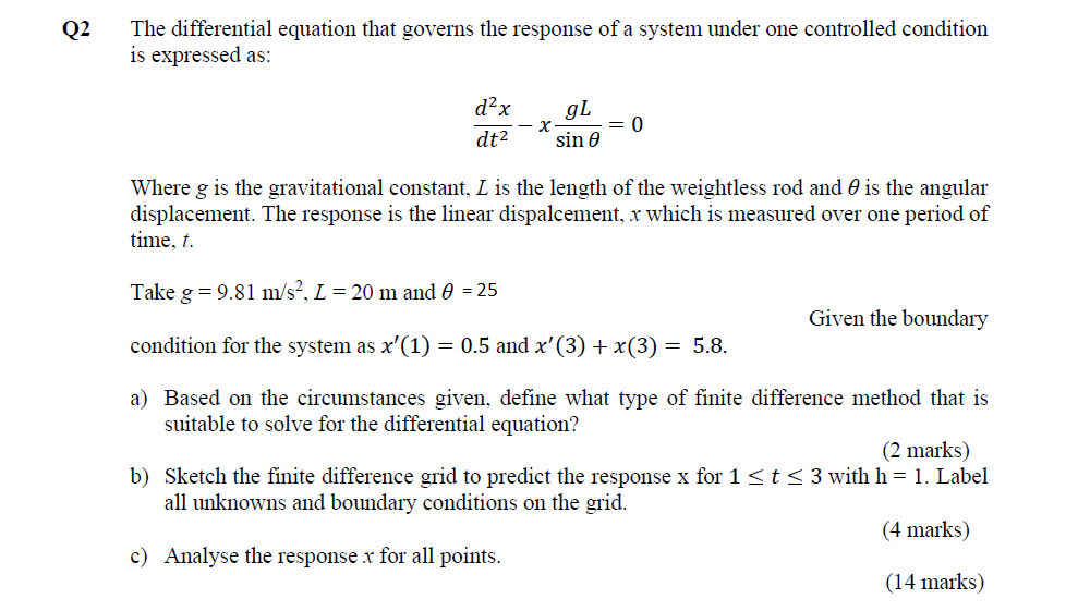 Solved Q2 The Differential Equation That Governs The