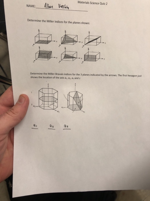 Solved Materials Science Quiz 2 MAME Allan Vasth Determine | Chegg.com
