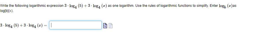 Solved Write the following logarithmic expression 3 - log4 | Chegg.com