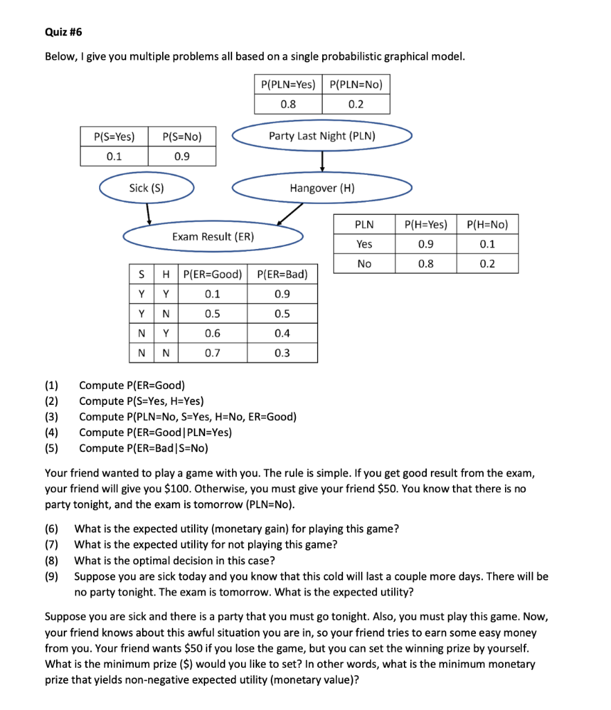 Quiz \#6 Below, I give you multiple problems all | Chegg.com