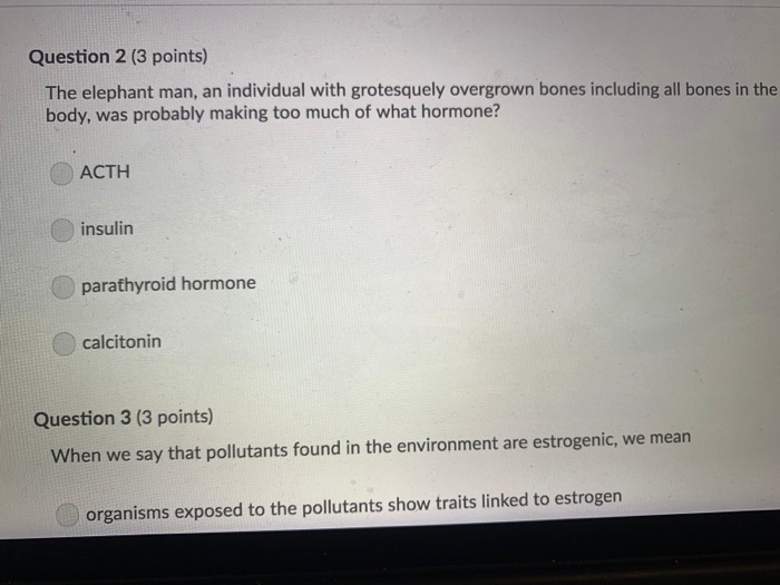 Solved Question 1 (3 points) Which of the following hormones | Chegg.com