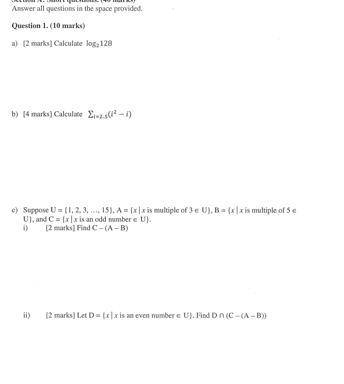Solved Answer all questions in the space provided.Question | Chegg.com